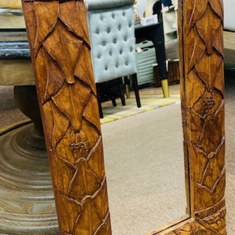 Rustic Carved Wood Mirror | Consign Home Couture