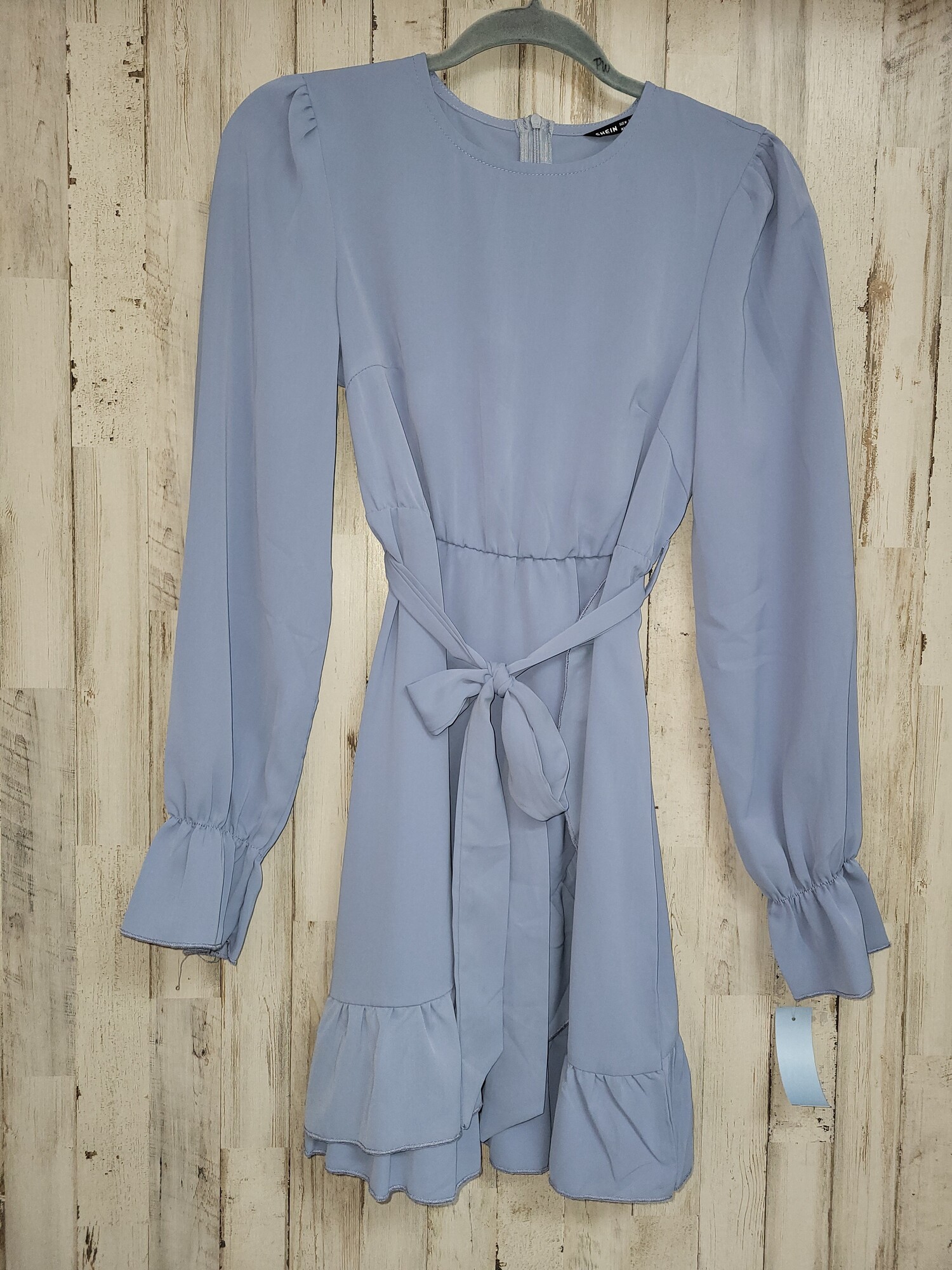 M Dusty Blue Wrap Dress | The Plaid Pecan